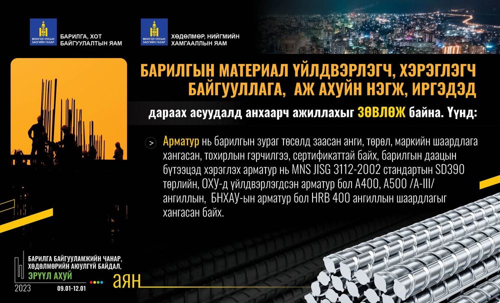 БАРИЛГЫН ЧАНАР ХӨДӨЛМӨРИЙН АЮУЛГҮЙ БАЙДЛЫН ТӨЛӨӨ ХАМТДАА